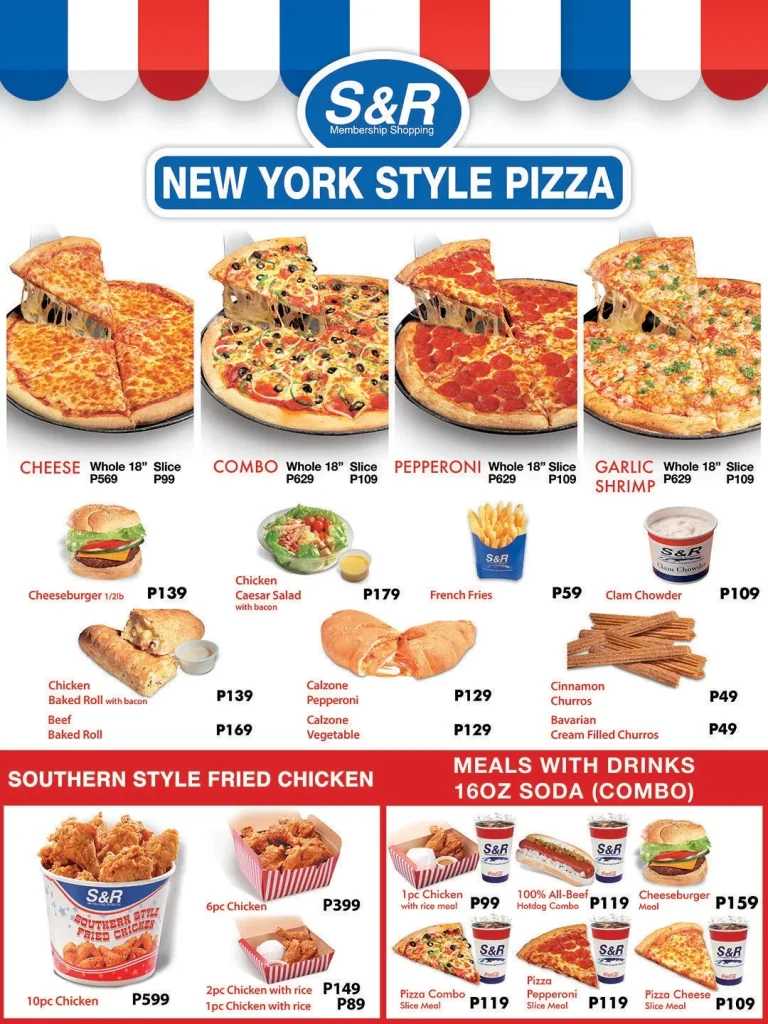 "S&R Pizza Menu and Prices in the Philippines: ,Pastas.